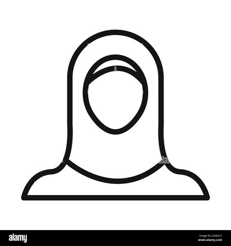 Arab Woman Icon Vector Symbol Or Sign Set Collection In Black And White Outline Stock Vector