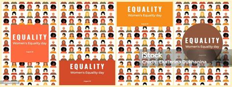 여성 평등의 날 페미니즘 휴일 다양한 인종 나이 머리 색깔 등을 가진 여성 그룹이 있는 포스터 평면 스타일의 벡터 그림입니다 8