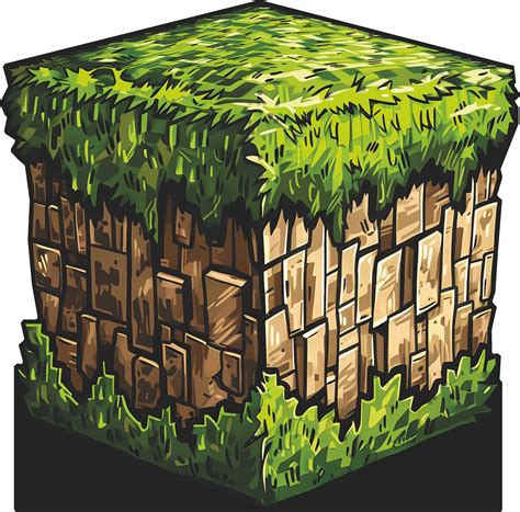 Video Game Gold Mine Crafting Pixel Block Cube Grass Block Cardboard