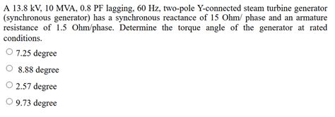 Solved Synchronous Generator Has A Synchronous Reactance