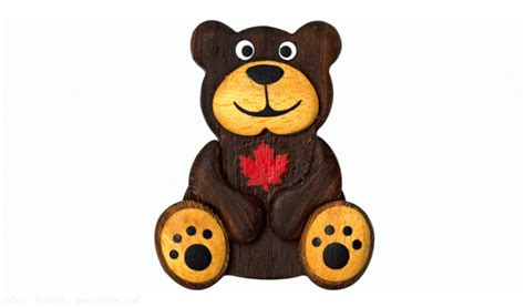 Wooden Magnet Bear Maple Leaf Biggle Souvenirs And T Shop