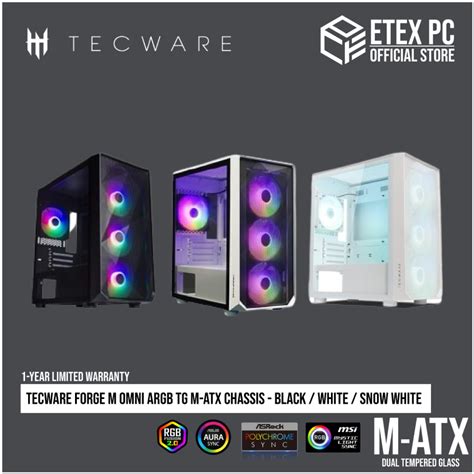 Tecware Forge M Omni Argb Tg Matx Pc Case Black White Snow White Shopee Malaysia
