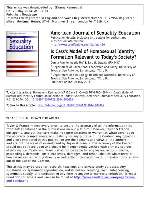 Pdf Is Casss Model Of Homosexual Identity Formation Relevant To