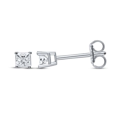 Diamond Solitaire Stud Earrings 15 Ct Tw Princess Cut 14k White Gold