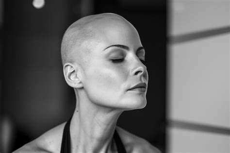 Portrait Photo Beautiful Bald Woman Generative Ai Premium Ai