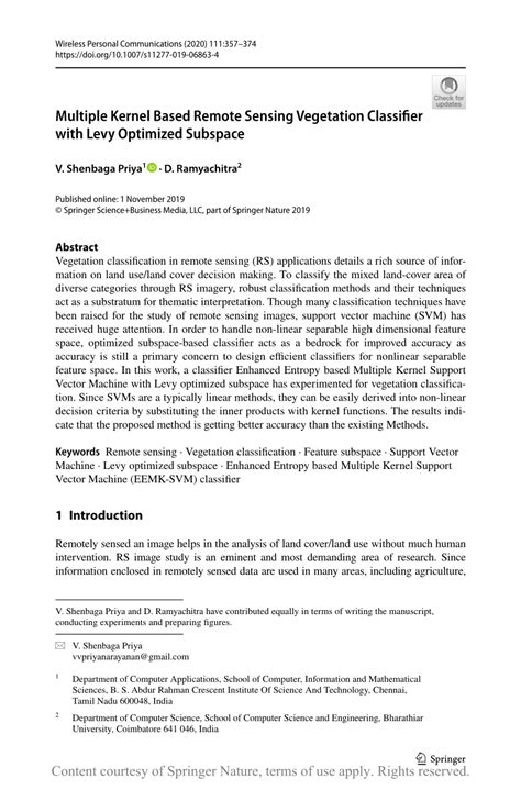 Multiple Kernel Based Remote Sensing Vegetation Classifier With Levy