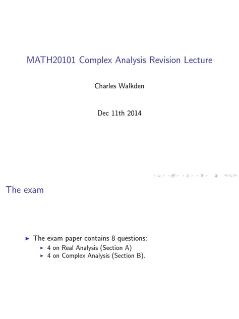 Preparing For The Complex Analysis Exam A Review Of Key Concepts And