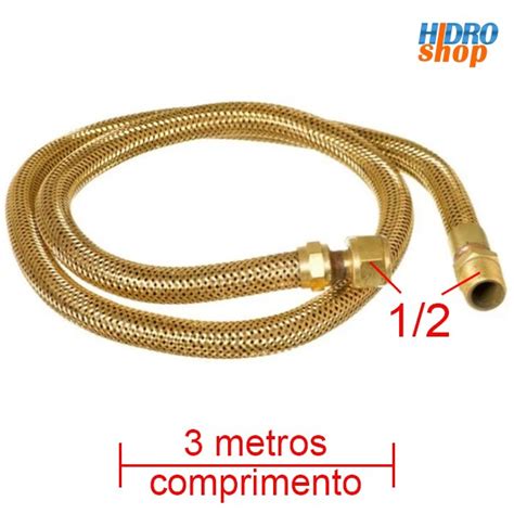 Mangueira Gás Flexível 3 Metros 1 2 FG123000HIDROSHOP Especialistas