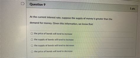 Solved Question 9 1 Pts At The Current Interest Rate