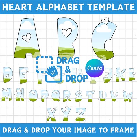 Heart Alphabet Canva Editable Template Canva Alphabet Font Add Your