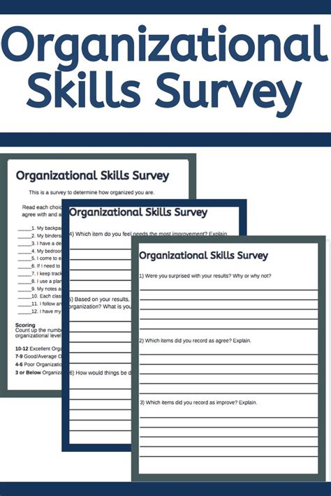 Organizational Skills Worksheets