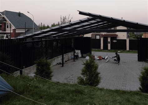 двускатный навес 11х8 столбы 120х120мм материал кровли поликарбонат ...