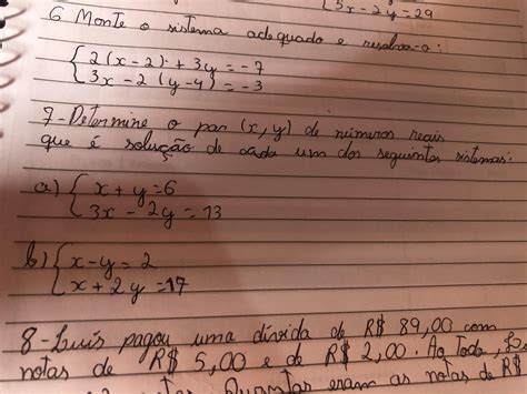 Determine O Par X Y De Números Reais Que é Solução De Cada Um Dos