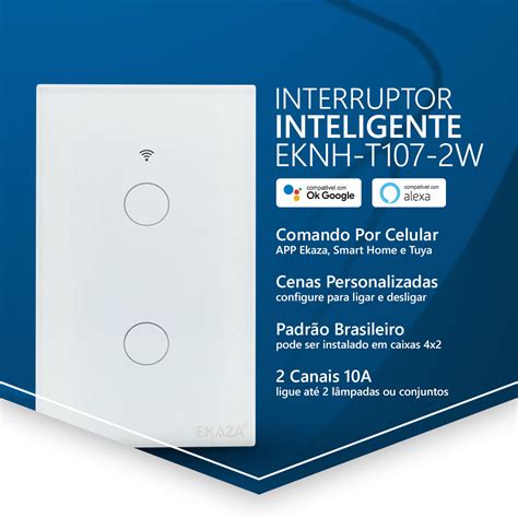 Interruptor Inteligente Wifi Botões Ekaza Tuya Alexa