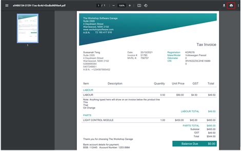 How To Save My Invoices As A PDF Document Workshop Software Workshop Management Software