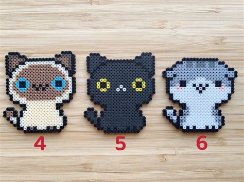 Kawaii Cats Perler Beads Art Can Be Fridge Magnet Keychain Etsy Artofit