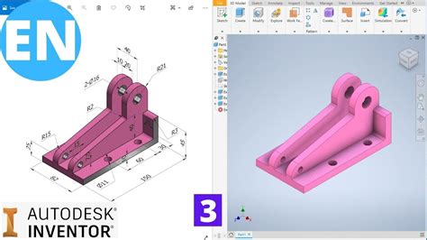 Autodesk Inventor Tutorial For Beginners Exercise 3 Youtube