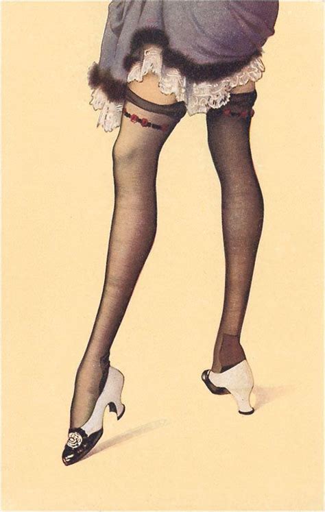 Ex 212 Legs Stockings With Garters Vintage Image Art Print
