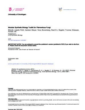 Fillable Online Modular Synthetic Biology Toolkit For Filamentous Fungi