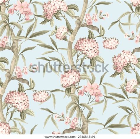 Seamless Pattern Bamboo Pink Flowers Vector Stock Vector Royalty Free