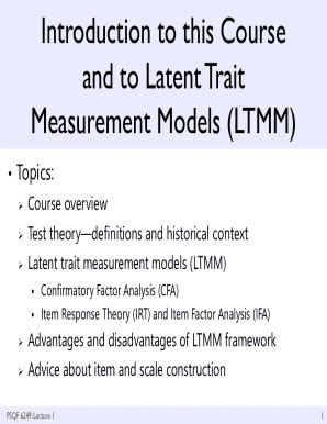 Fillable Online Introduction To Latent Trait Measurement Models Fax Email Print PdfFiller