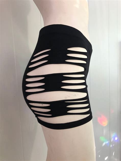 Slit Weave Side Cut Booty Shorts