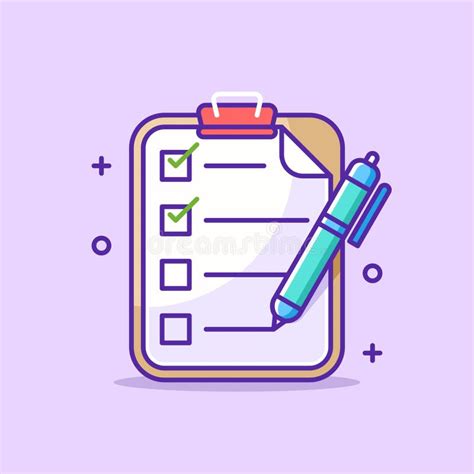 Cute Checklist With Pen Cartoon Stock Vector Illustration Of Cartoon