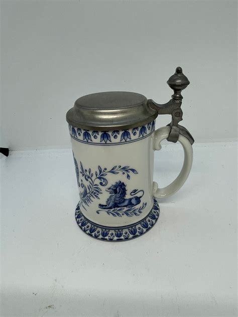 German Beer Stein With Pewter Lid Etsy