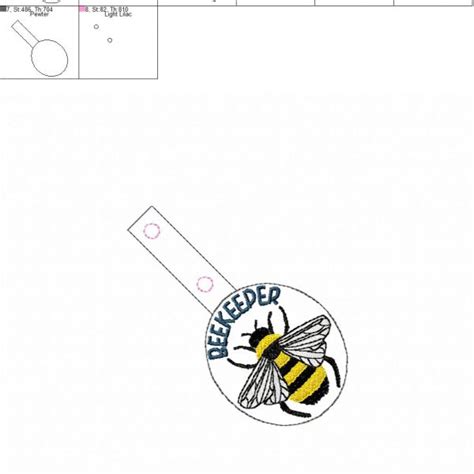 Beekeeper Honey Bee Bee In The Hoop Snaprivet Key Fob