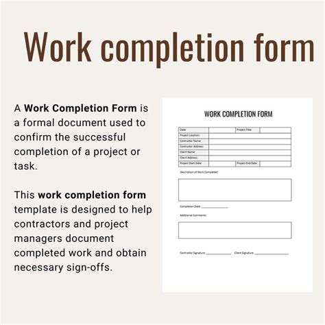 Work Completion Form Job Completion Template Editable Ms Word
