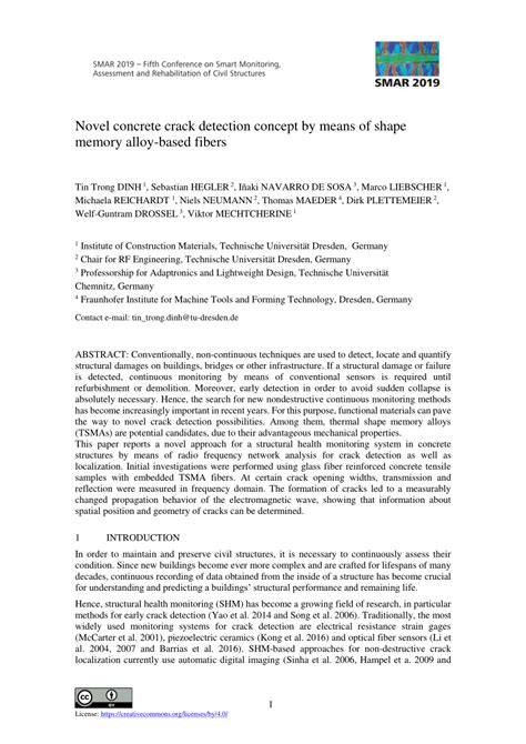PDF Novel Concrete Crack Detection Concept By Means Of Shape Memory Alloy Based Fibers