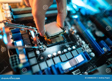Motherboard Microchip In Hand Computer Testing Stock Image Image Of Instrument Testing