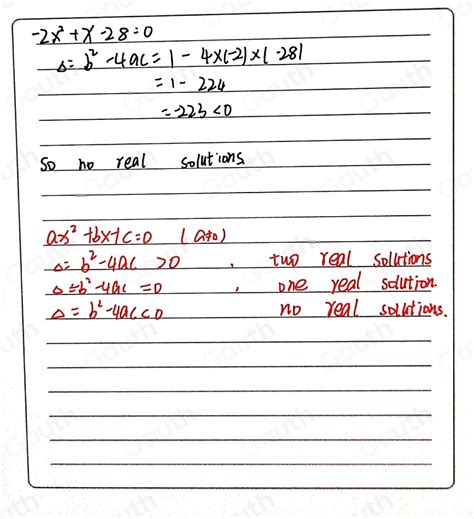 Solved Using The Discriminant Determine The Number Of Real Solutions 2x 2 X 28 0 A No Real