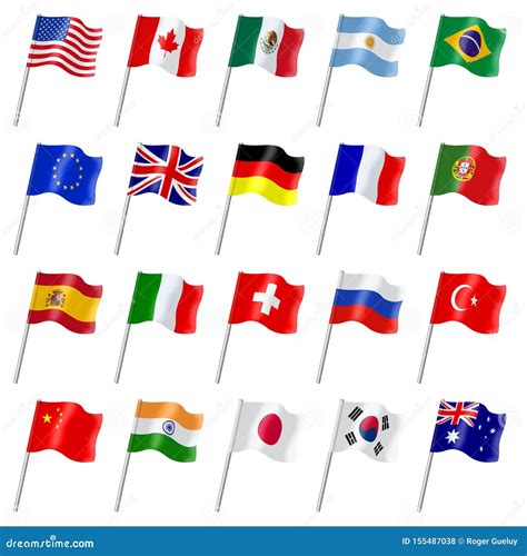 Flags Of G20 Countries Isolated On White Background Stock Illustration Illustration Of Member