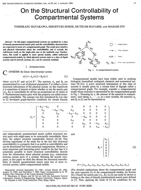 Pdf On The Structural Controllability Of Compartmental Systems