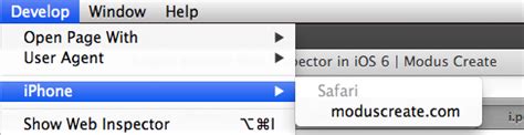 Remote Debugging Safari Web Inspector IOS 6 Modus Create