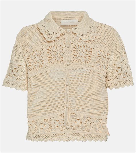 Zimmermann Chintz Crochet Cropped Shirt Neutrals Editorialist