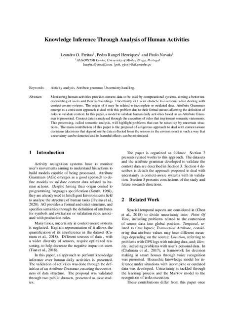 Pdf Knowledge Inference Through Analysis Of Human Activities