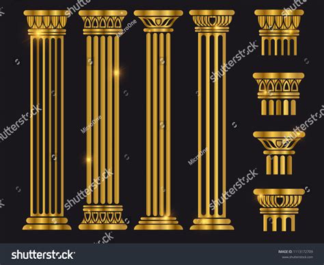 Golden Shiny Ancient Rome Architecture Column Stock Illustration
