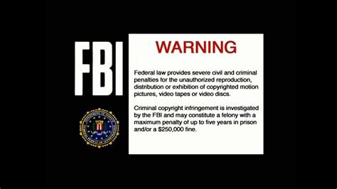 Fbi Warning Screen 2005 Youtube