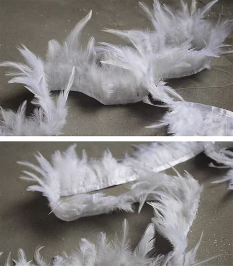 White Feather Tasseled Fabric Soft Fringed Feather Fabric Fabric By