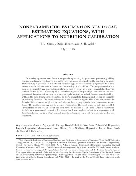 Pdf Nonparametric Estimation Via Local