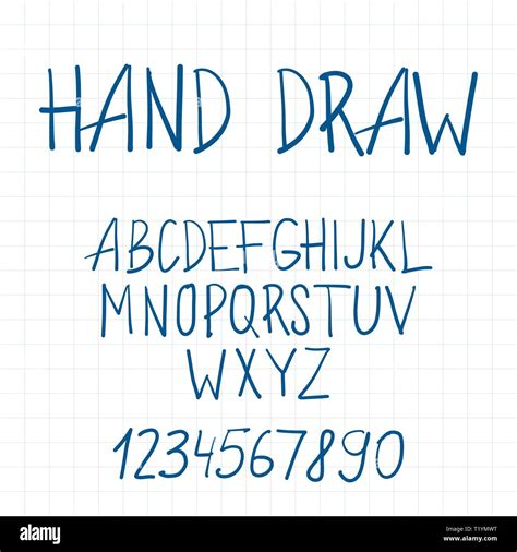 Dynamic Hand Drawn Brush Pen Uppercase Font With Number Stock Vector