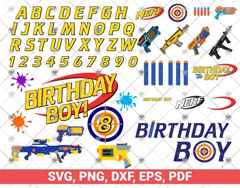 Nerf Svg Bundle Target Guns Birthday Svg Files For Cricut