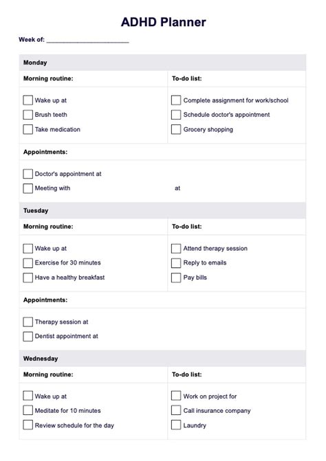 Adhd Worksheets And Example Free Pdf Download