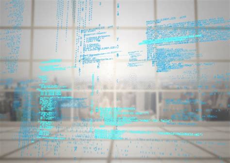 Blue Code Against Blurry Window Stock Illustration Illustration Of