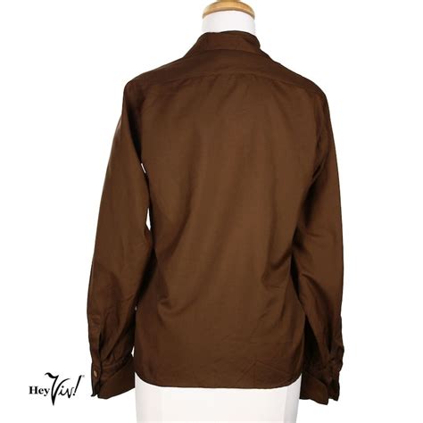 Vintage Dark Brown Button Up Shirt By Mr Alex W Fold Up Cuffs Size Ml