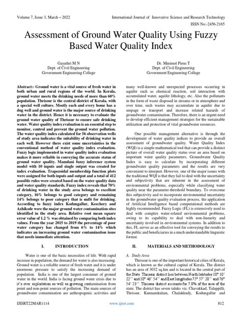 Assessment Of Ground Water Quality Using Fuzzy Based Water Quality