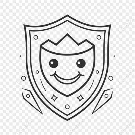 웃는 얼굴과 화살표 개요 스케치 드로잉이 있는 만화 방패 벡터 웃다 두꺼운 선 PNG 일러스트 무료 다운로드 Lovepik