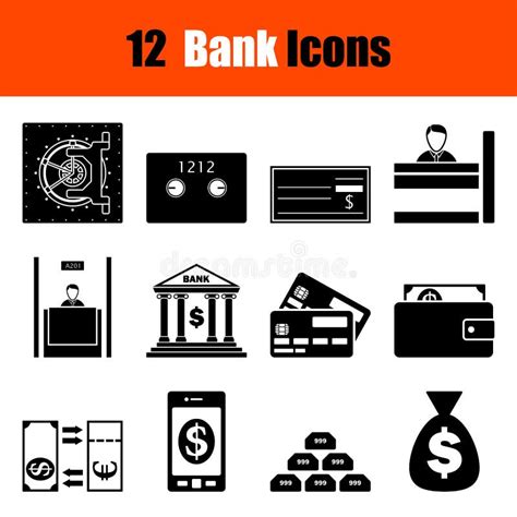 Un Insieme Di Dodici Icone Della Banca Illustrazione Vettoriale